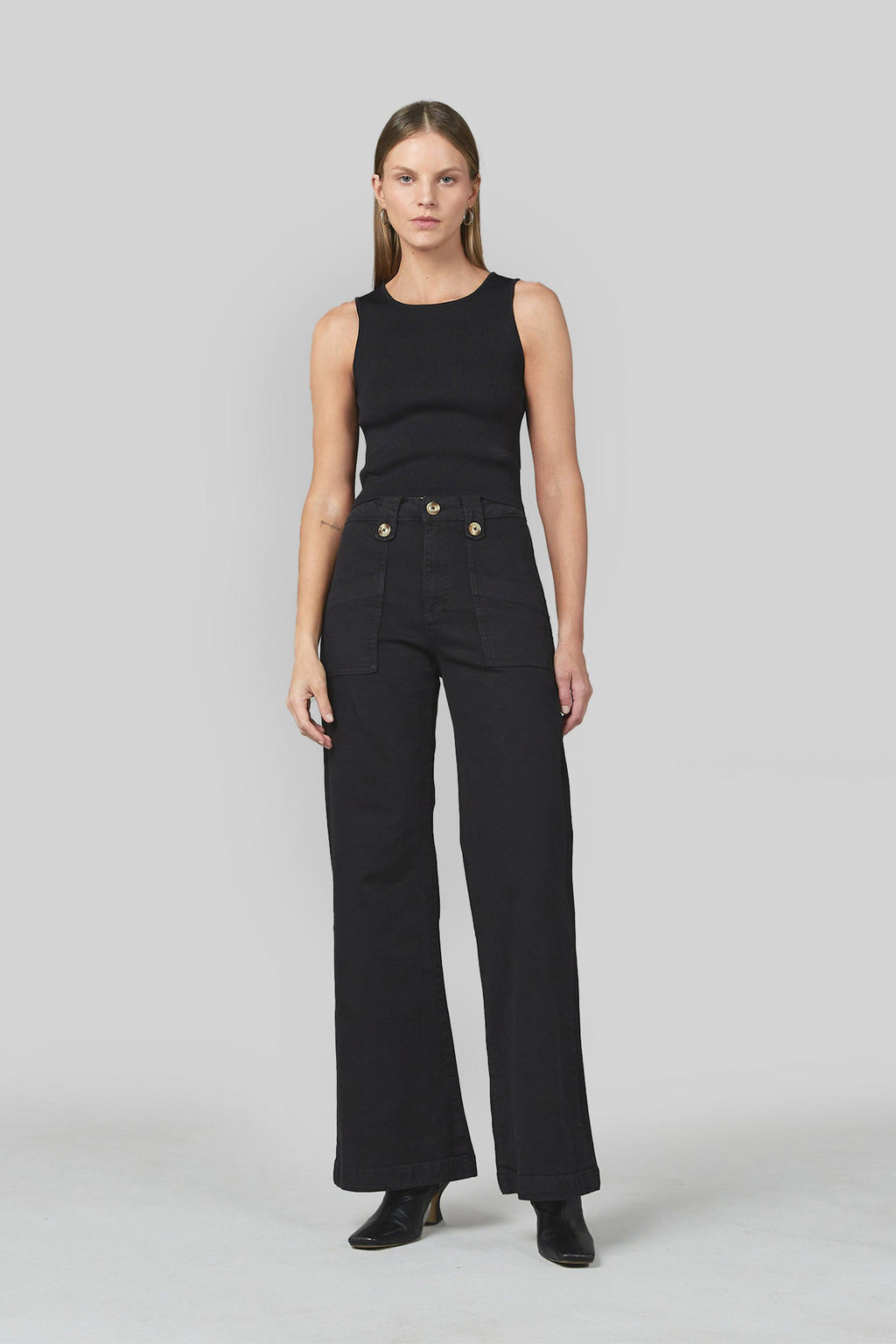 Piper Black Wide Leg Trouser | DRICOPER DENIM