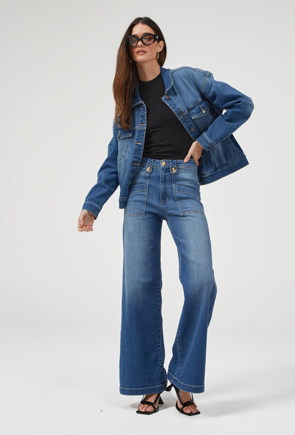 Piper Women Wide Leg Pacific Blue Jeans | DRICOPER DENIM